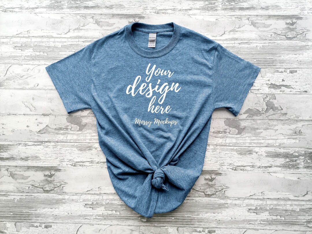 Indigo Blue Gildan 64000 Mockup, Gildan Indigo Blue Shirt Mockup ...
