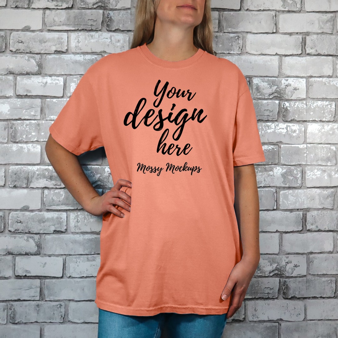 Melon Comfort Colors C1717 Mockup, Oversized Comfort Colors 1717 Melon ...