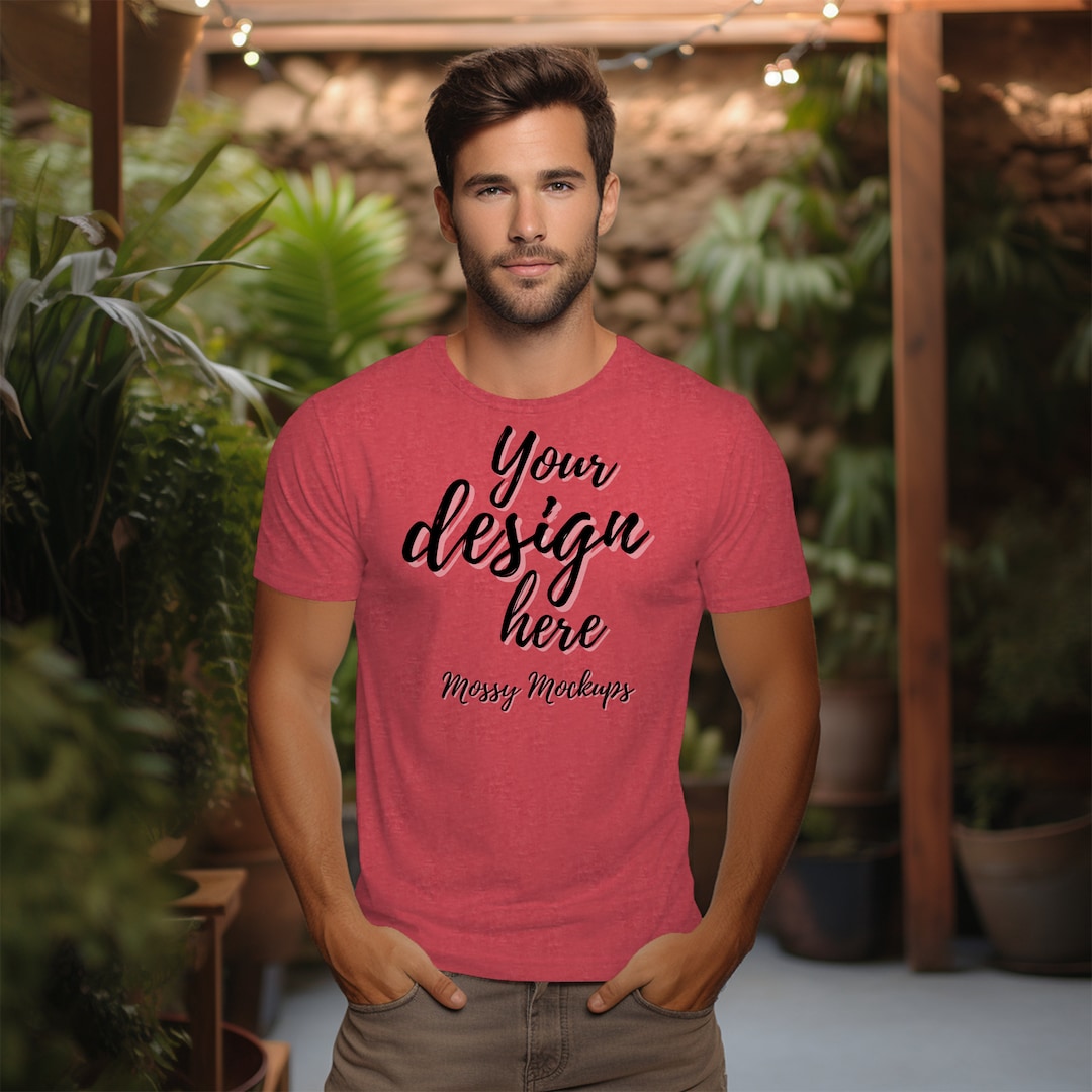 Heather Red Gildan 64000 Mockup, Gildan Heather Red Shirt Mockup ...