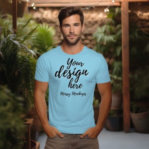 Sky Blue Gildan 64000 Mockup, Gildan Sky Blue Shirt Mockup, Sky Blue ...