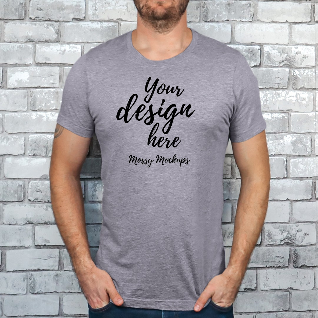Heather Storm Bella Canvas 3001CVC Heather Mockup, Bella Canvas Heather ...