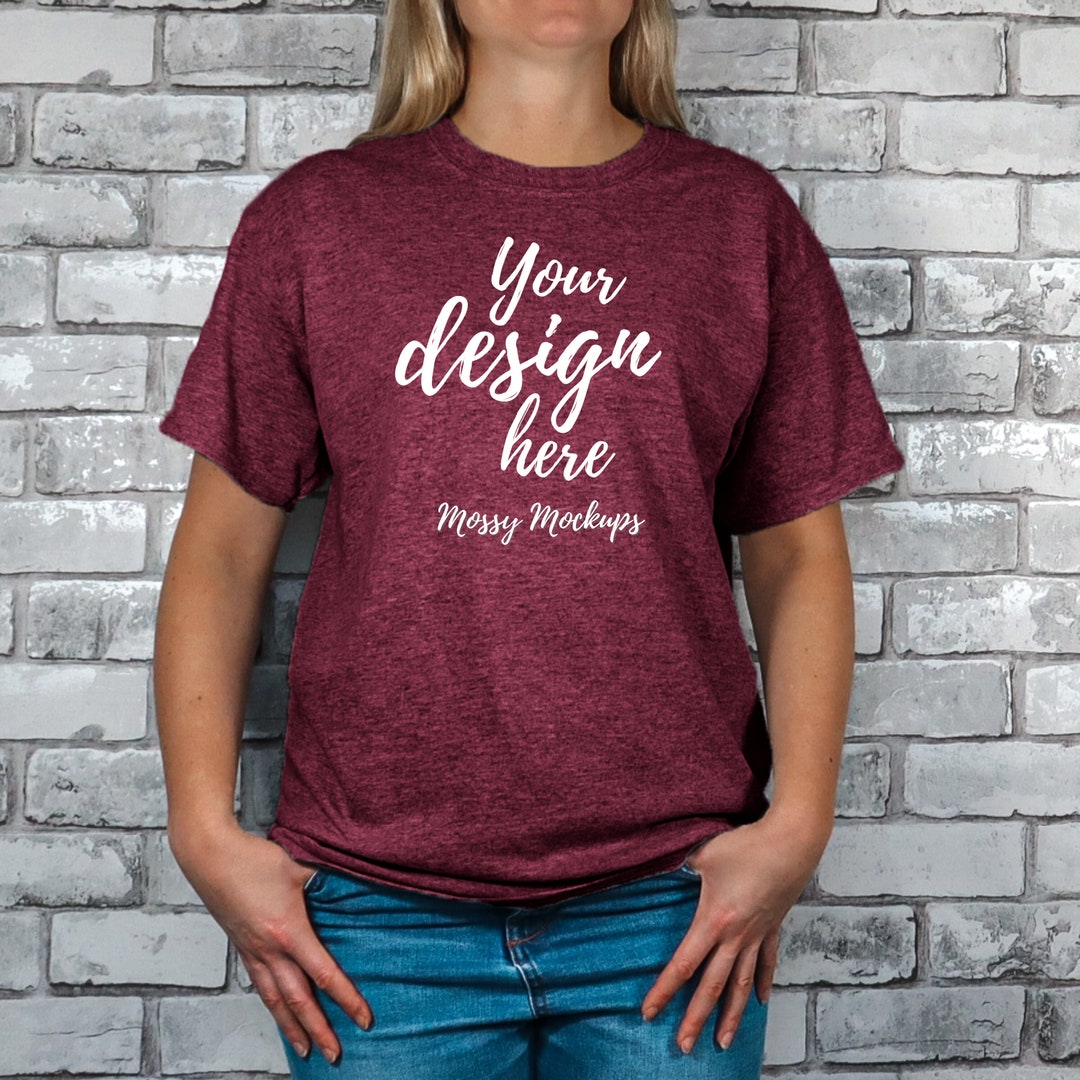 Heather Maroon Gildan 64000 Mockup Gildan Heather Maroon - Etsy