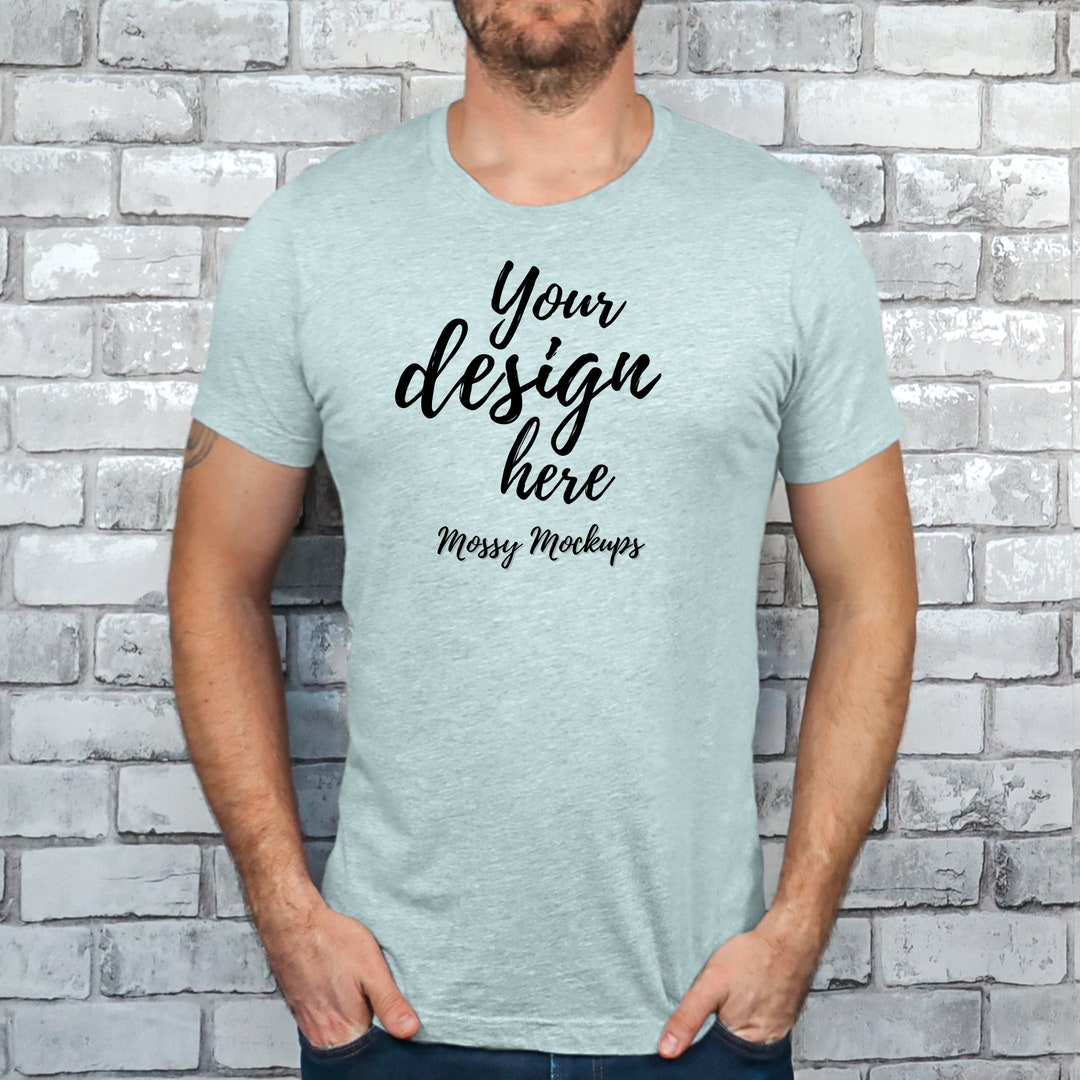 Heather Prism Ice Blue Bella Canvas 3001CVC Heather Mockup, Bella ...