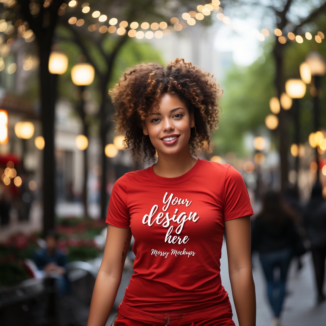 Christmas Red Bella Canvas 3001 Mockup, Bella Canvas Red Shirt Xmas ...