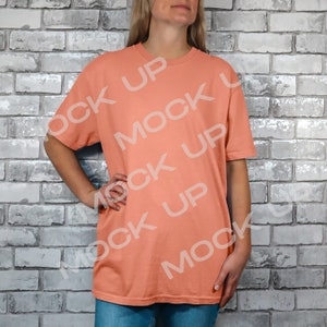 Melon Comfort Colors C1717 Mockup, Oversized Comfort Colors 1717 Melon ...