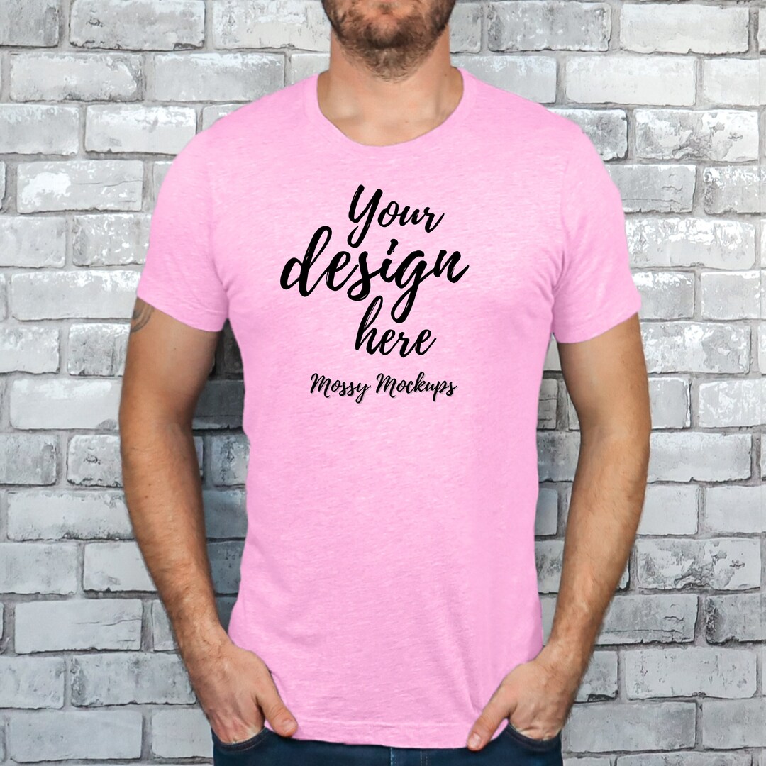 Heather Bubble Gum Bella Canvas 3001CVC Heather Mockup, Bella Canvas ...