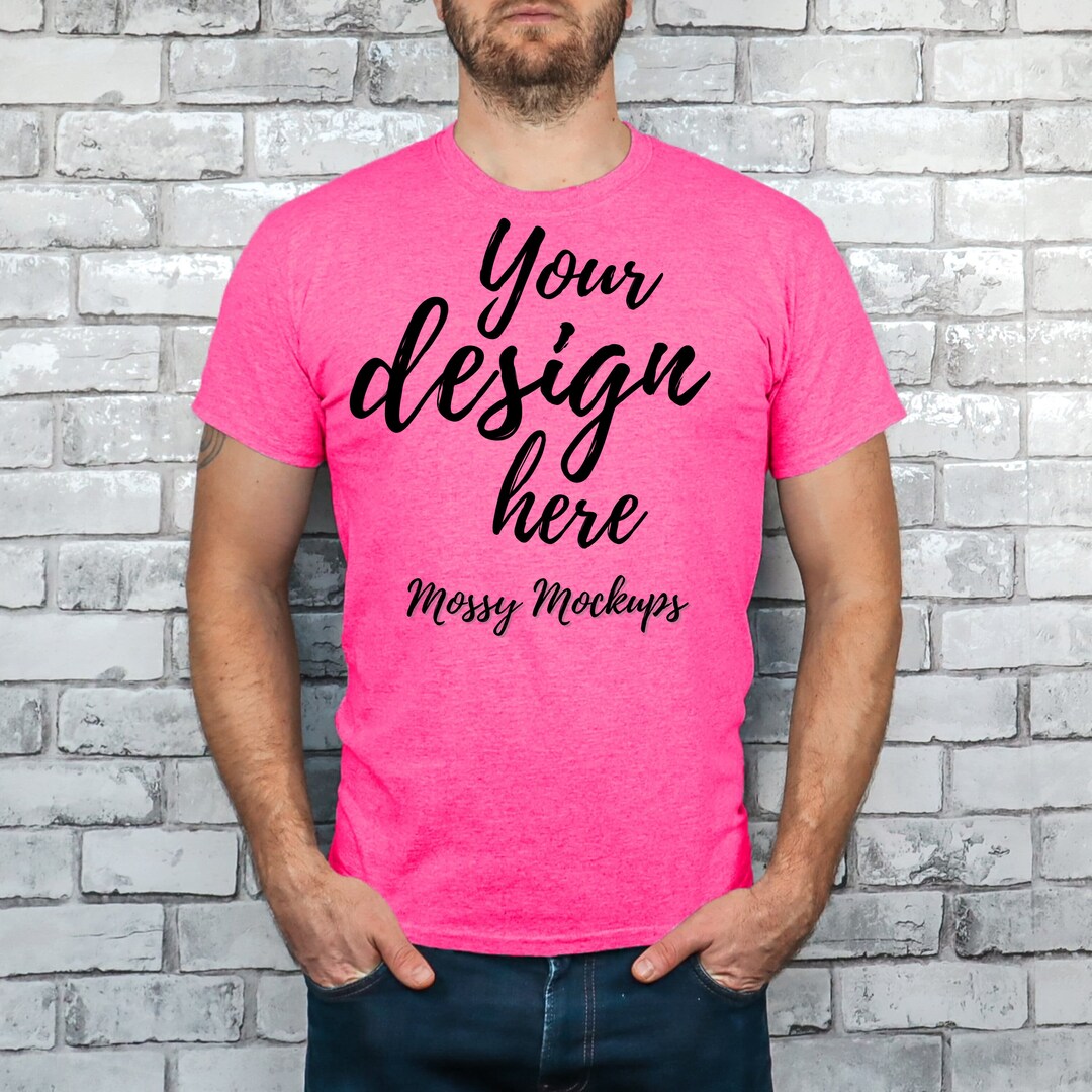 Heather Heliconia Gildan 64000 Mockup, Gildan Heather Heliconia Shirt ...