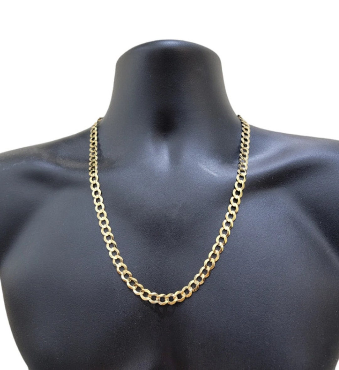 Solid 10K Gold Curb Chain 5mm, Man Gold Chain, Real Gold Gents Chain ...
