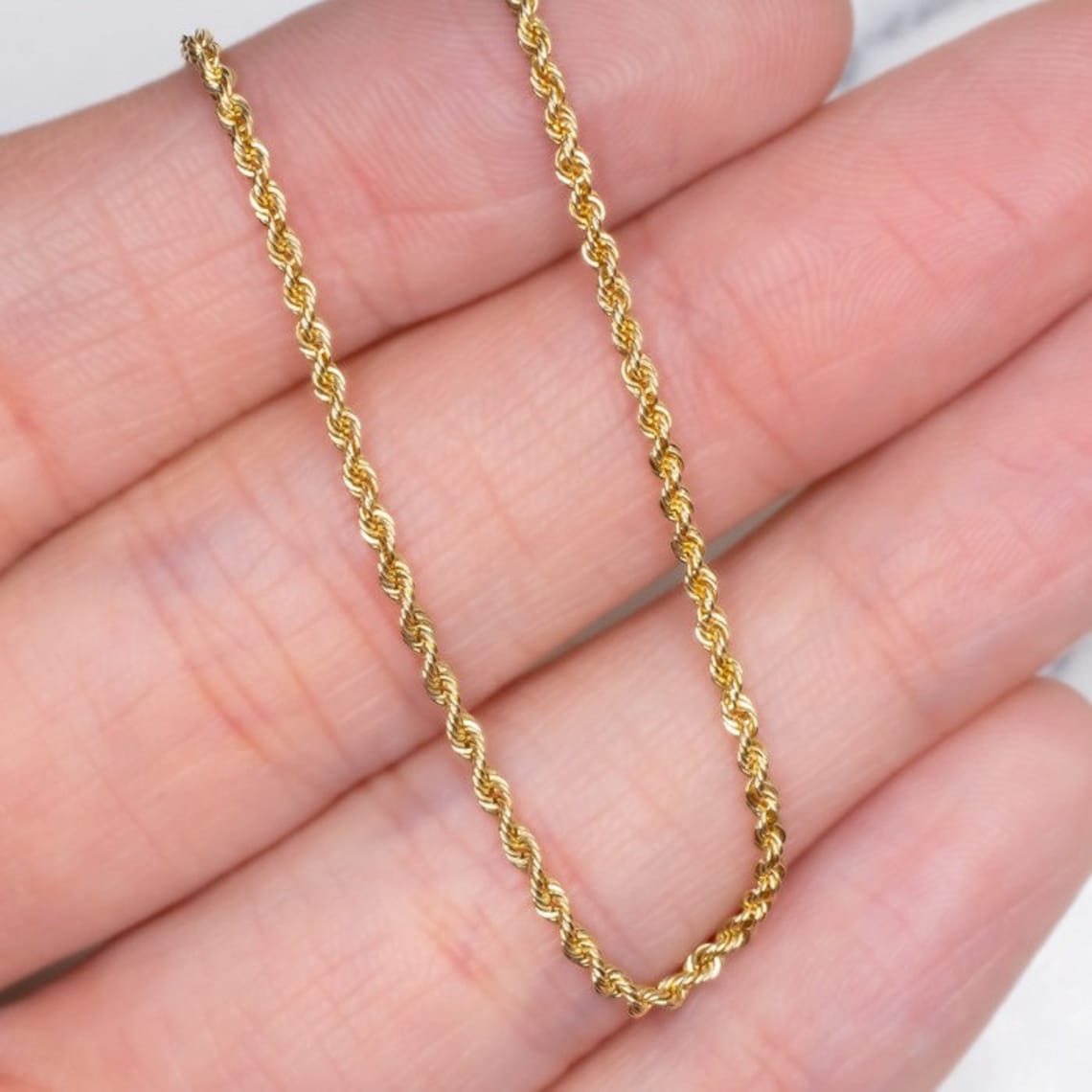 Beautiful 10K Yellow Gold Necklace Gold Rope Chain 16 - Etsy