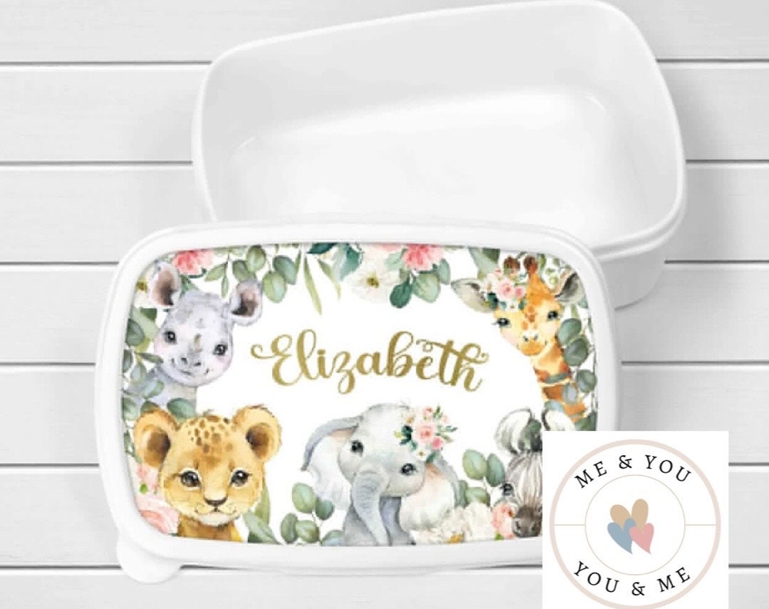 Personalised Pink Floral Safari Lunch Box Lunch Box School Lunch Bag ...