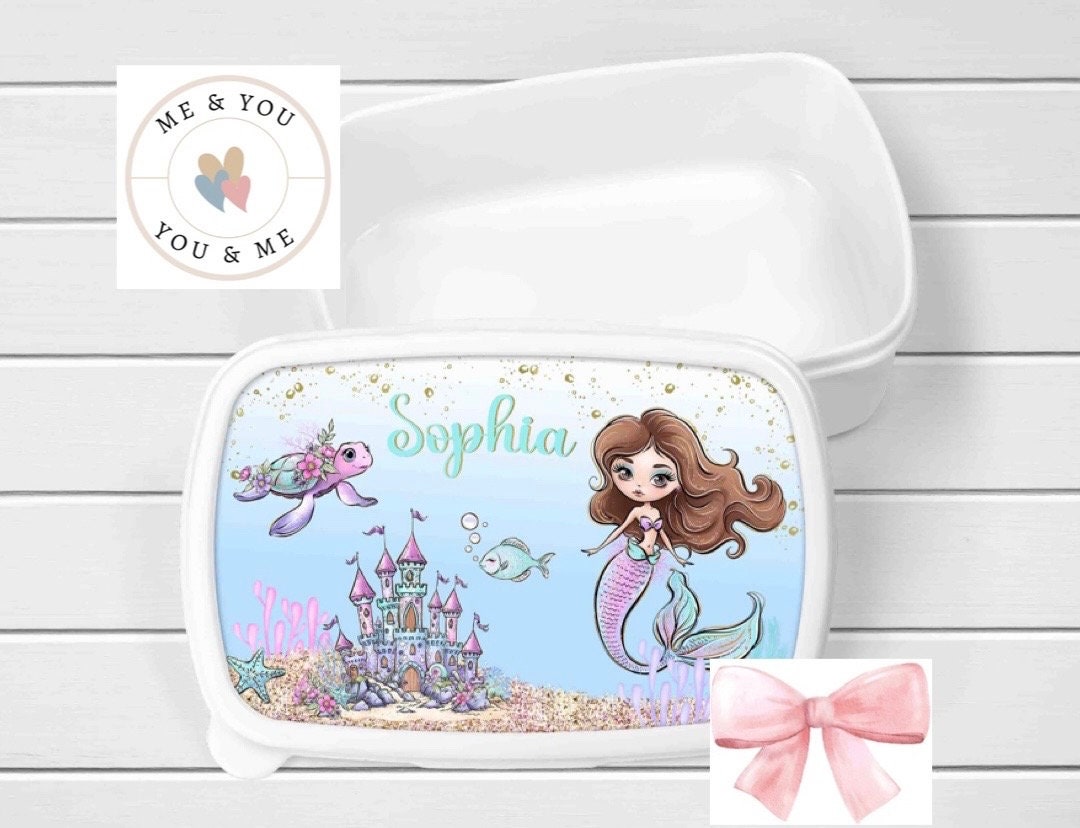 Personalised Brown Hair Mermaid Lunch Box Lunch Bag School Lunch Bag ...