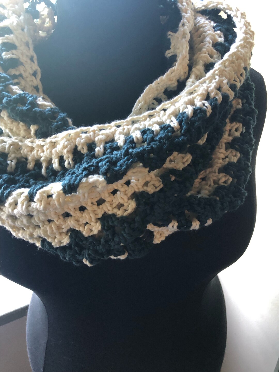 Green and Cream Infinity Mobius Scarf - Etsy