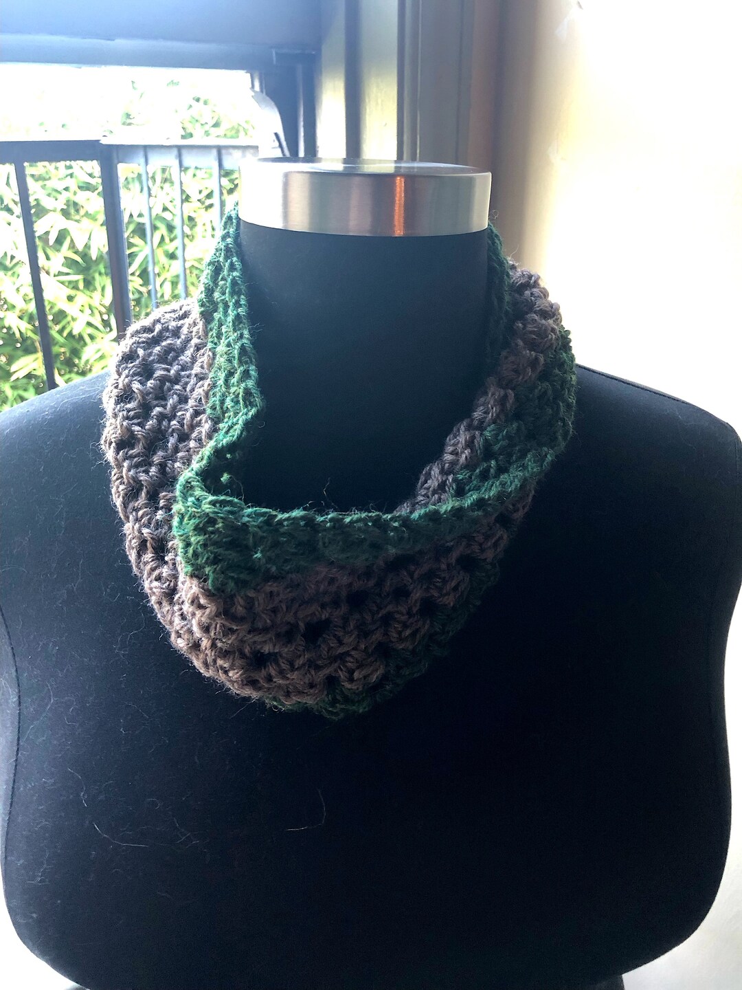 Tan and Green Cowl With Mobius Twist - Etsy