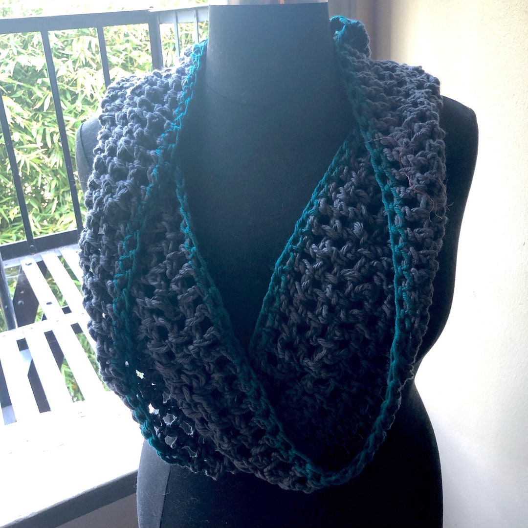 Gray and Teal Mobius Twist Infinity Scarf - Etsy