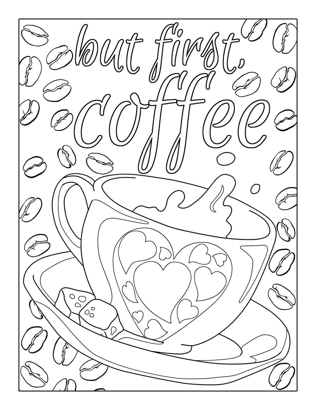 Coffee Coloring Pages - Etsy