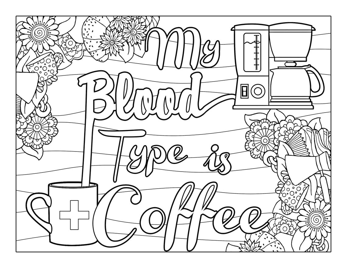 Coffee Coloring Pages - Etsy
