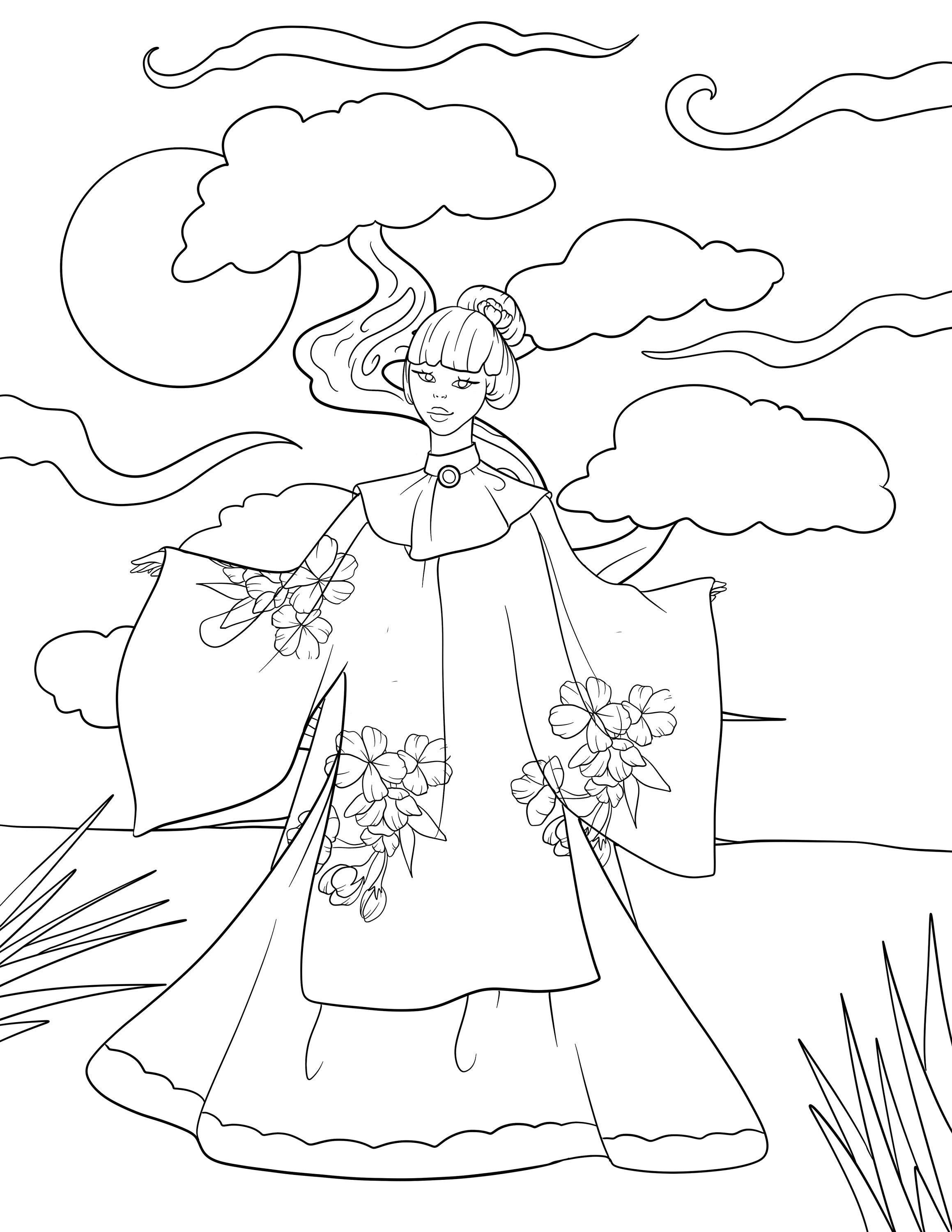 Asian Beauties Coloring Pages (group 2) - Etsy