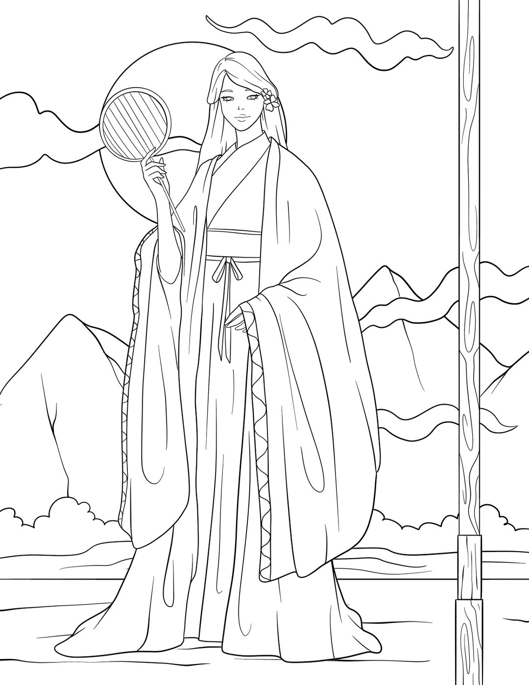 Asian Beauties Coloring Pages (group 6) - Etsy