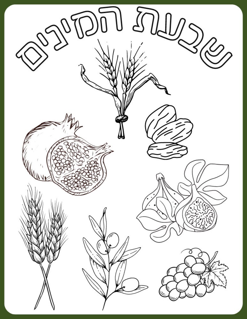 Tu Bshvat Printable Activity Sheet for School Aged Kid Tu B'shavat Pdf ...