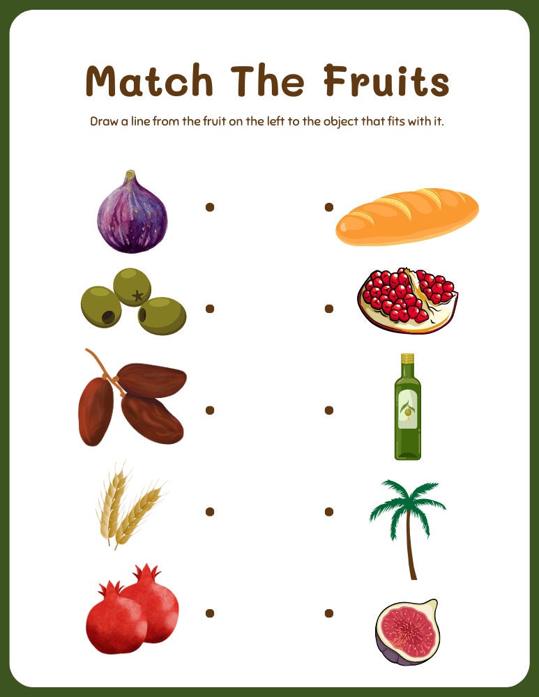 Tu Bshvat Printable Activity Sheet for School Aged Kid Tu B'shavat Pdf ...