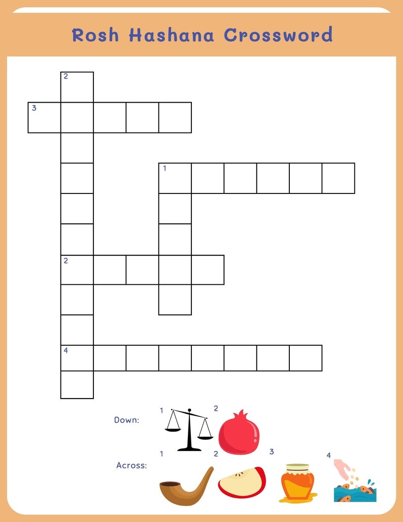 Rosh Hashana Printable Activity Sheet for School Aged Kid Jewish New ...