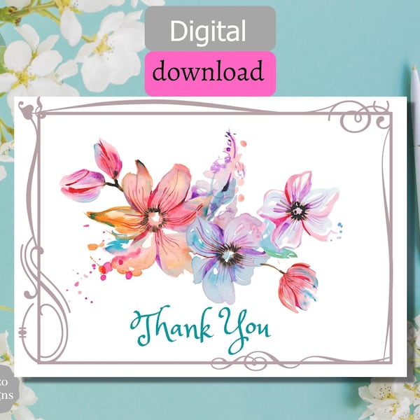 Watercolor Thank You - Etsy