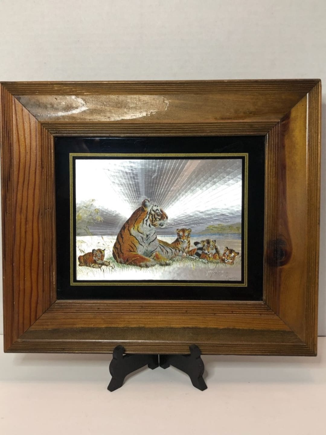 Vintage Josephine Marsh Foil Art Tiger and Cubs - Etsy