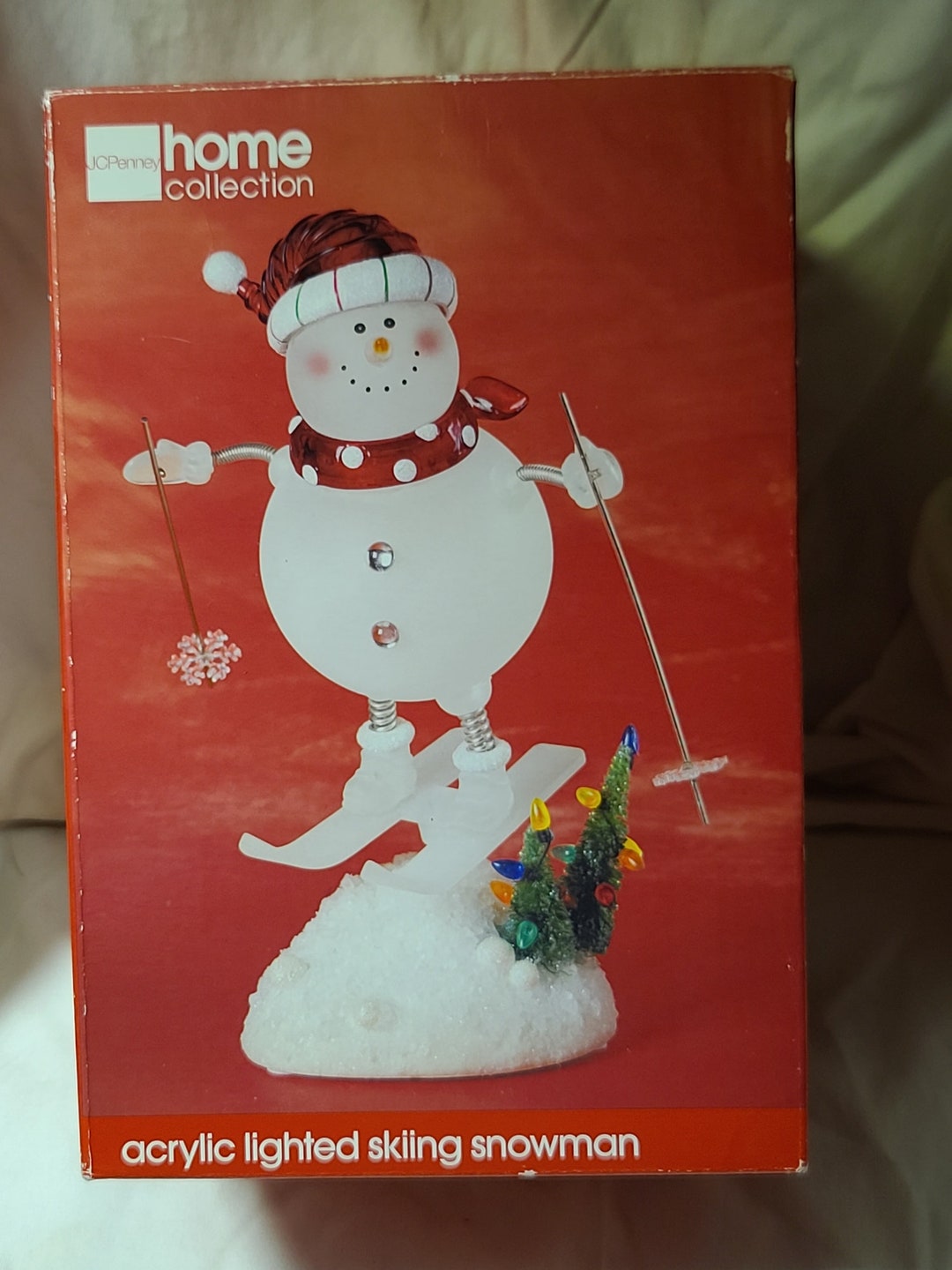 JC Penny Lighted Skiing Snowman NIB Color Changing - Etsy