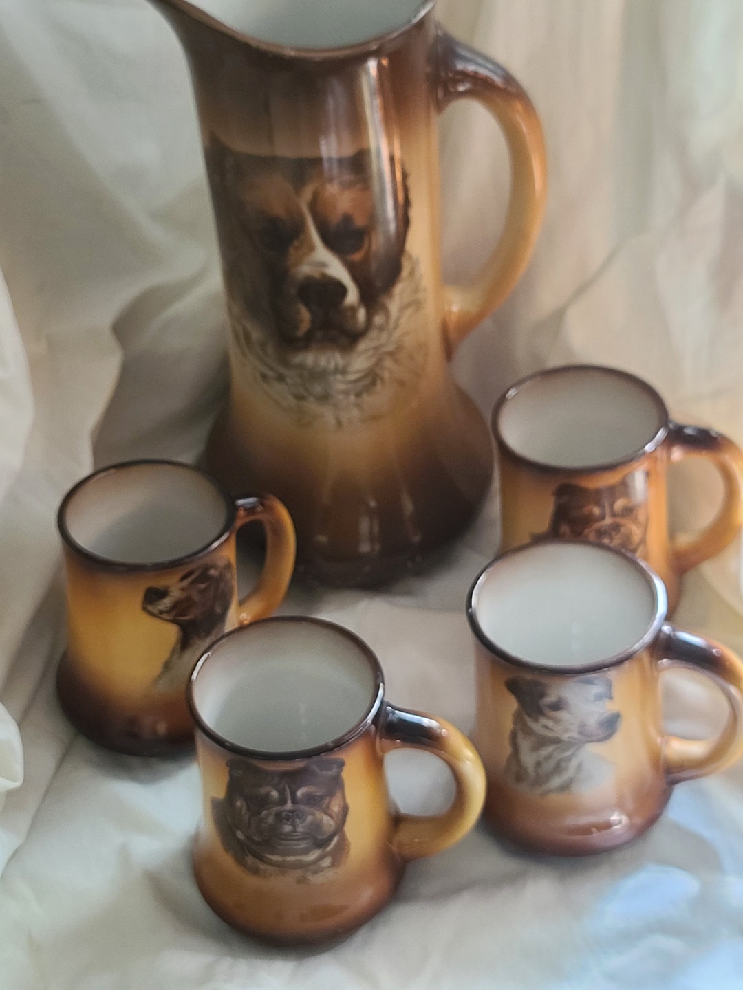 Taylor Smith and Taylor Art Ware Dog Pitcher and Mugs - Etsy