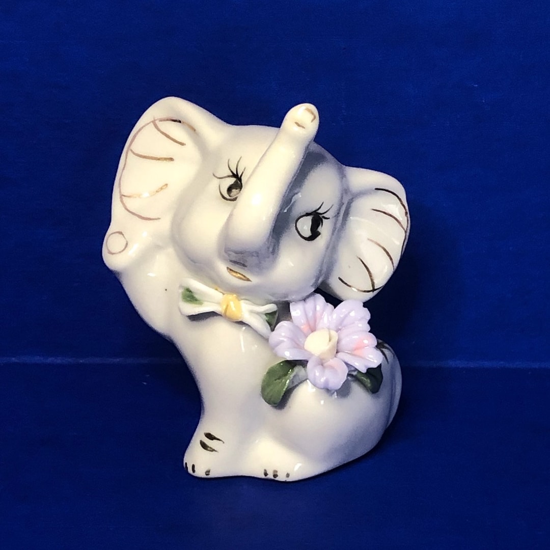 Hand Painted Porcelain Good Luck Elephant Figurine - Etsy