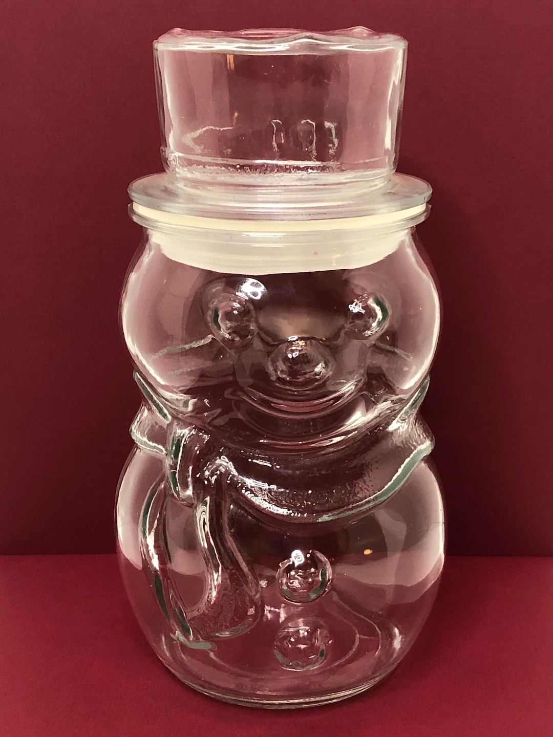 Clear Glass Snowman Container Candy Jar Libbey of Canada - Etsy
