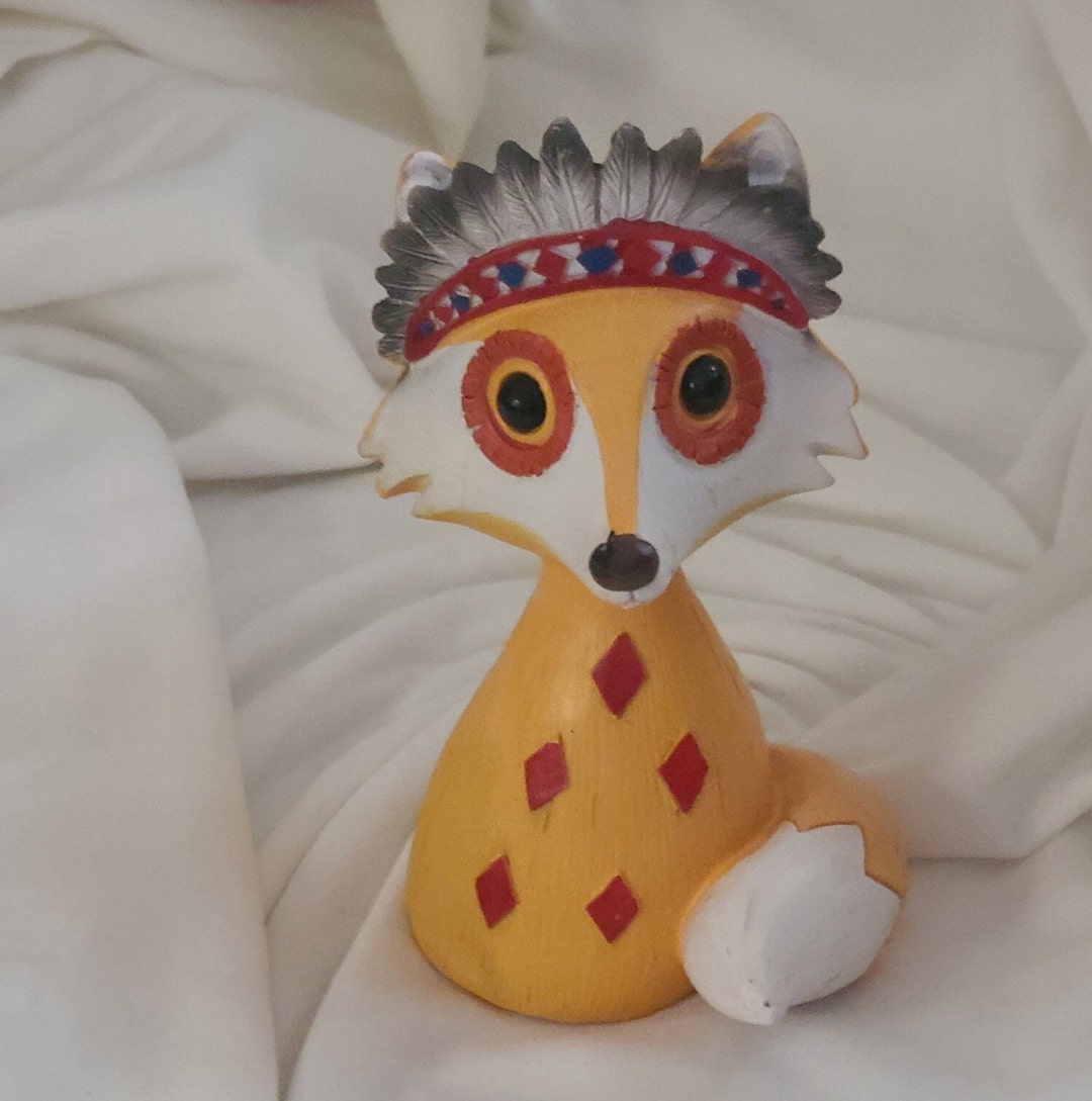 Fox in Headdress Chalkware Figurine - Etsy