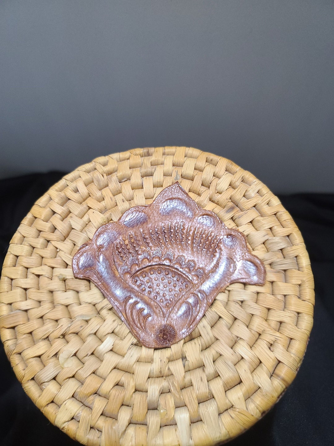 Woven Lidded Basket Canister Leather - Etsy
