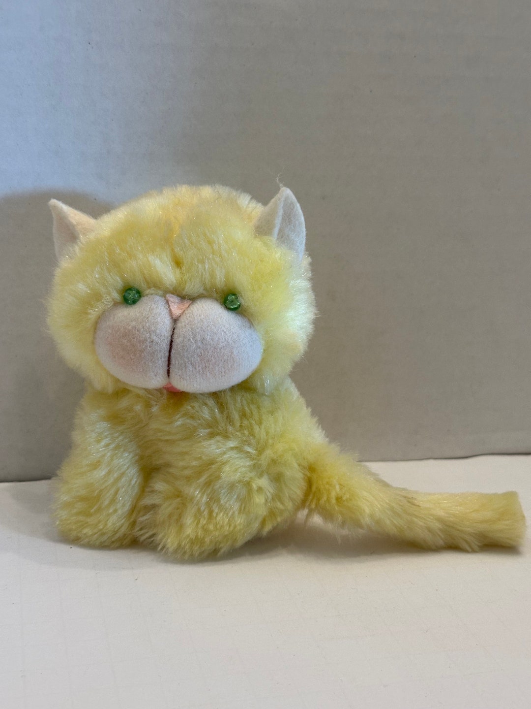 Vintage Russ Yellow Kitty Cat Bon Bon Mini Big Cheeks Green Eyes 5 Inch ...