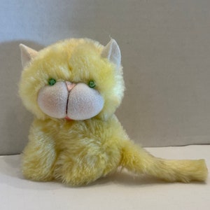Vintage Russ Yellow Kitty Cat Bon Bon Mini Big Cheeks Green Eyes 5 Inch ...
