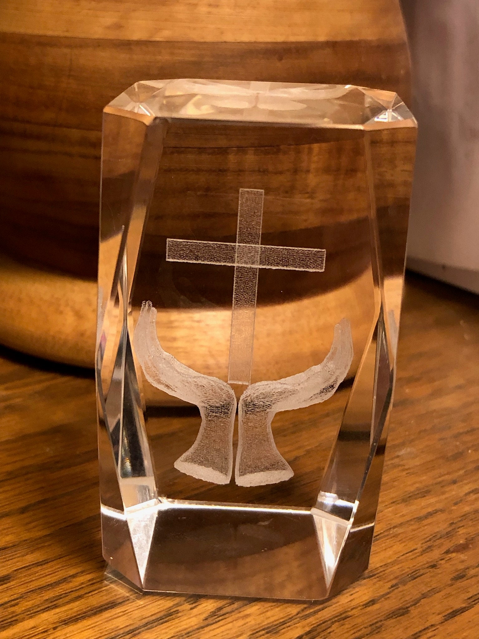 3D Laser Etched Crystal Glass Cross Paper Weight - Etsy