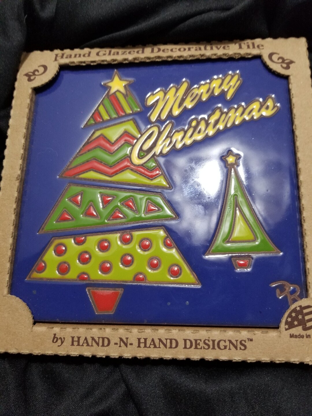 Hand N Hand Design Hand Painted Signed Merry Christmas Tile New in Box ...