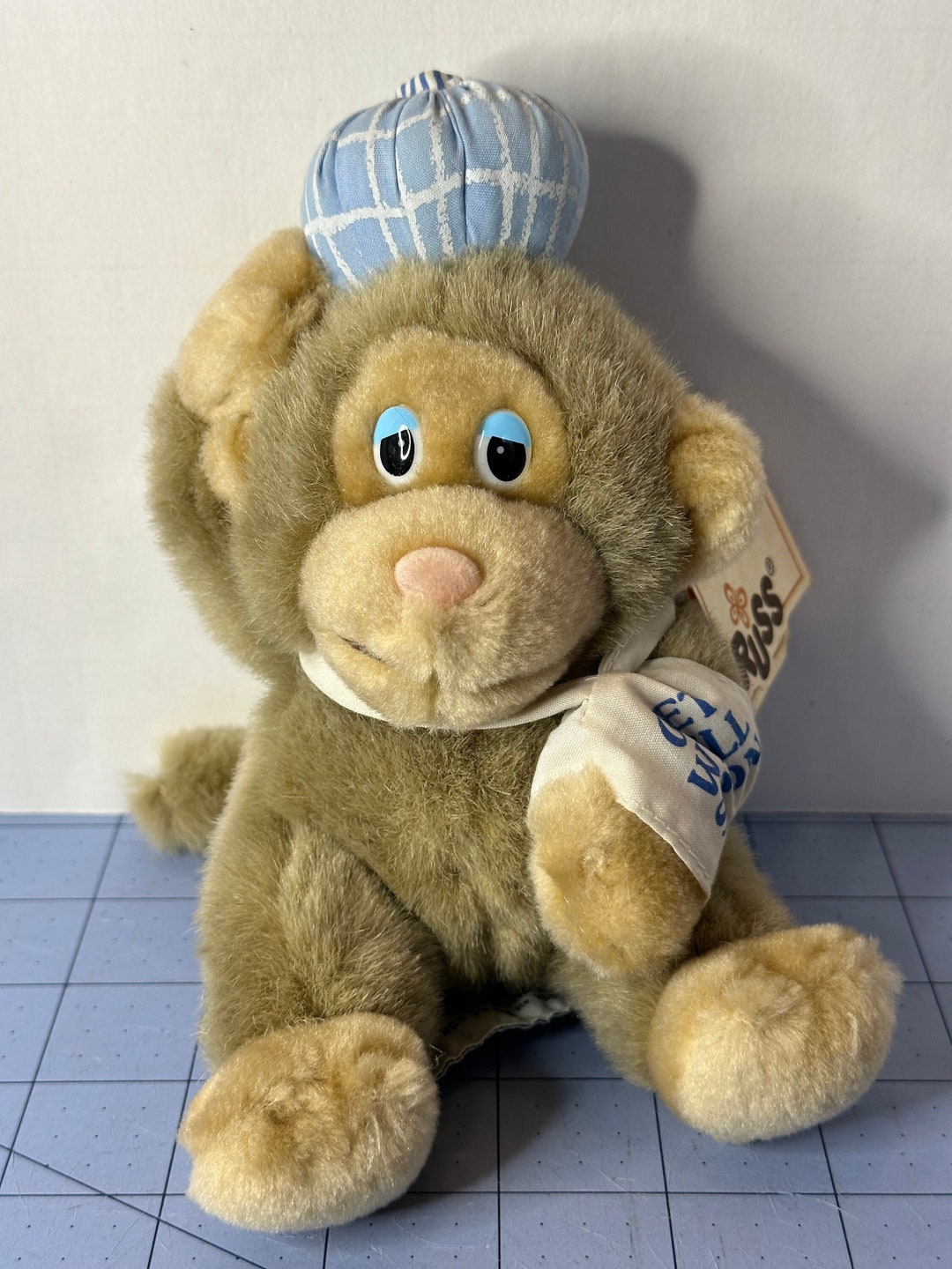 Vintage Russ Caress Soft Pets Get Well Soon Monkey 6 Inch Plush ...