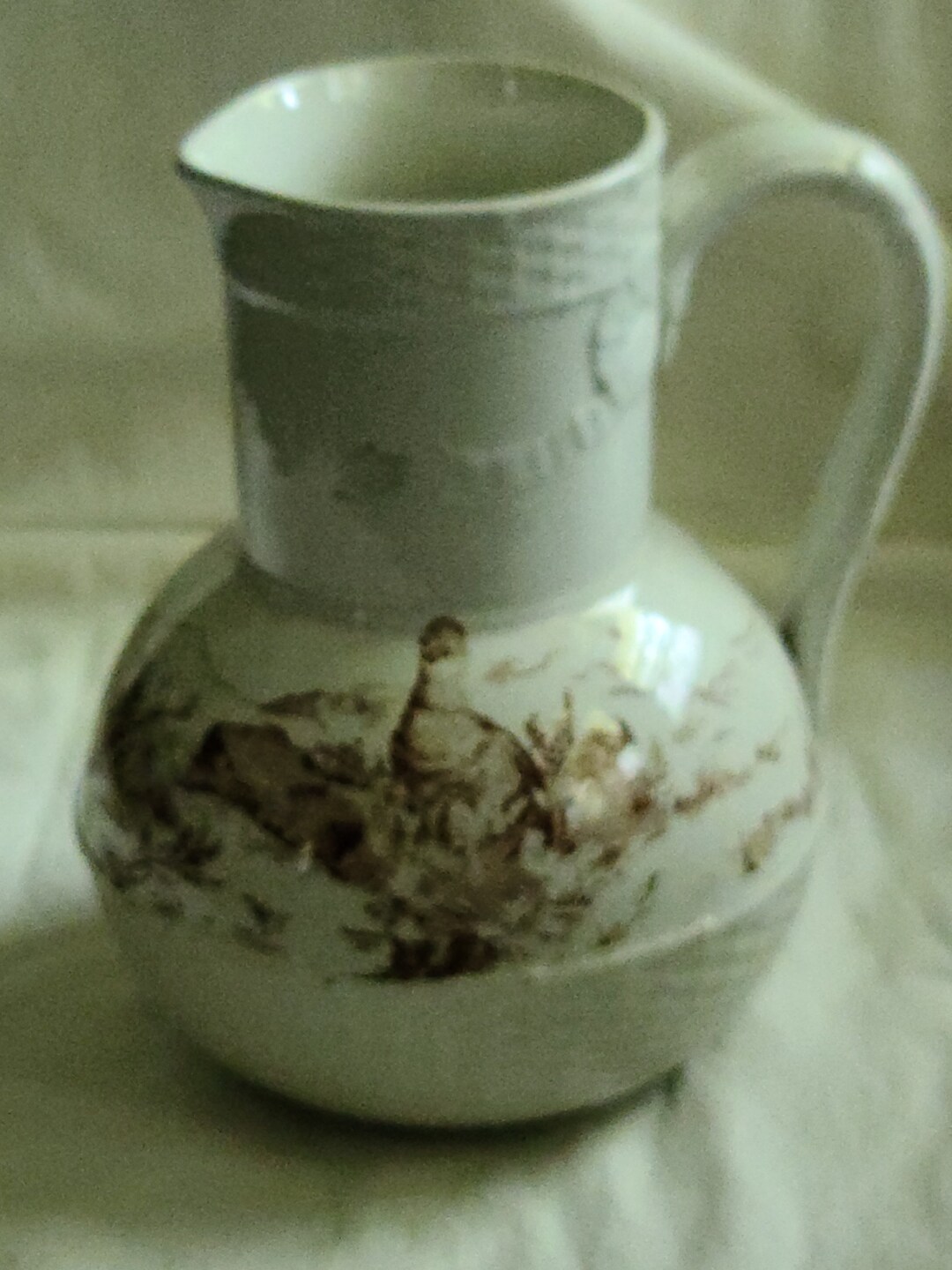 W Brownfield and Son Pitcher Momma Quail and Baby Basket Weave Ceramic ...