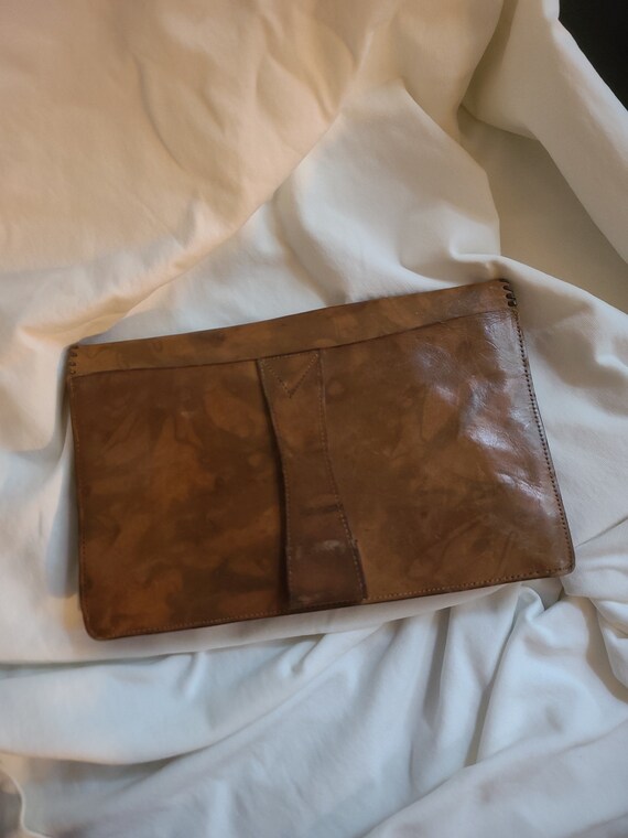 Leather Tooled Expandable Clutch Purse and Coin Purse - Gem