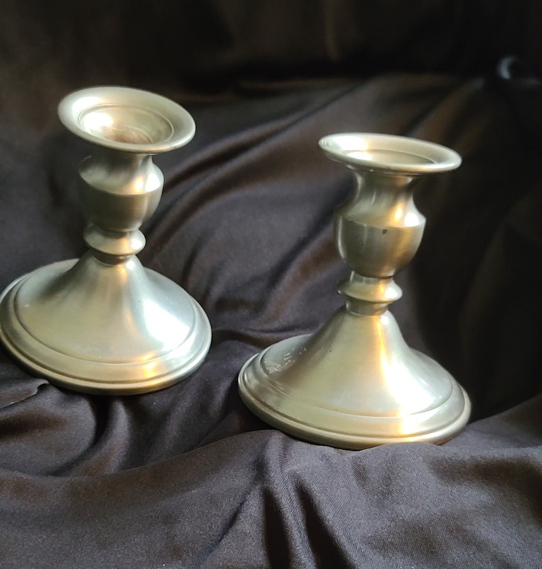 Web Weighted Pewter Candlesticks Set of 2 - Etsy