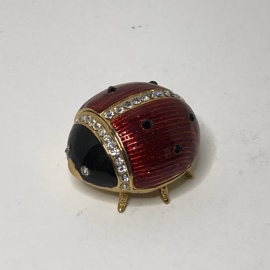 Lady Bug Enamel Metal Trinket Box Rhinestones - Etsy