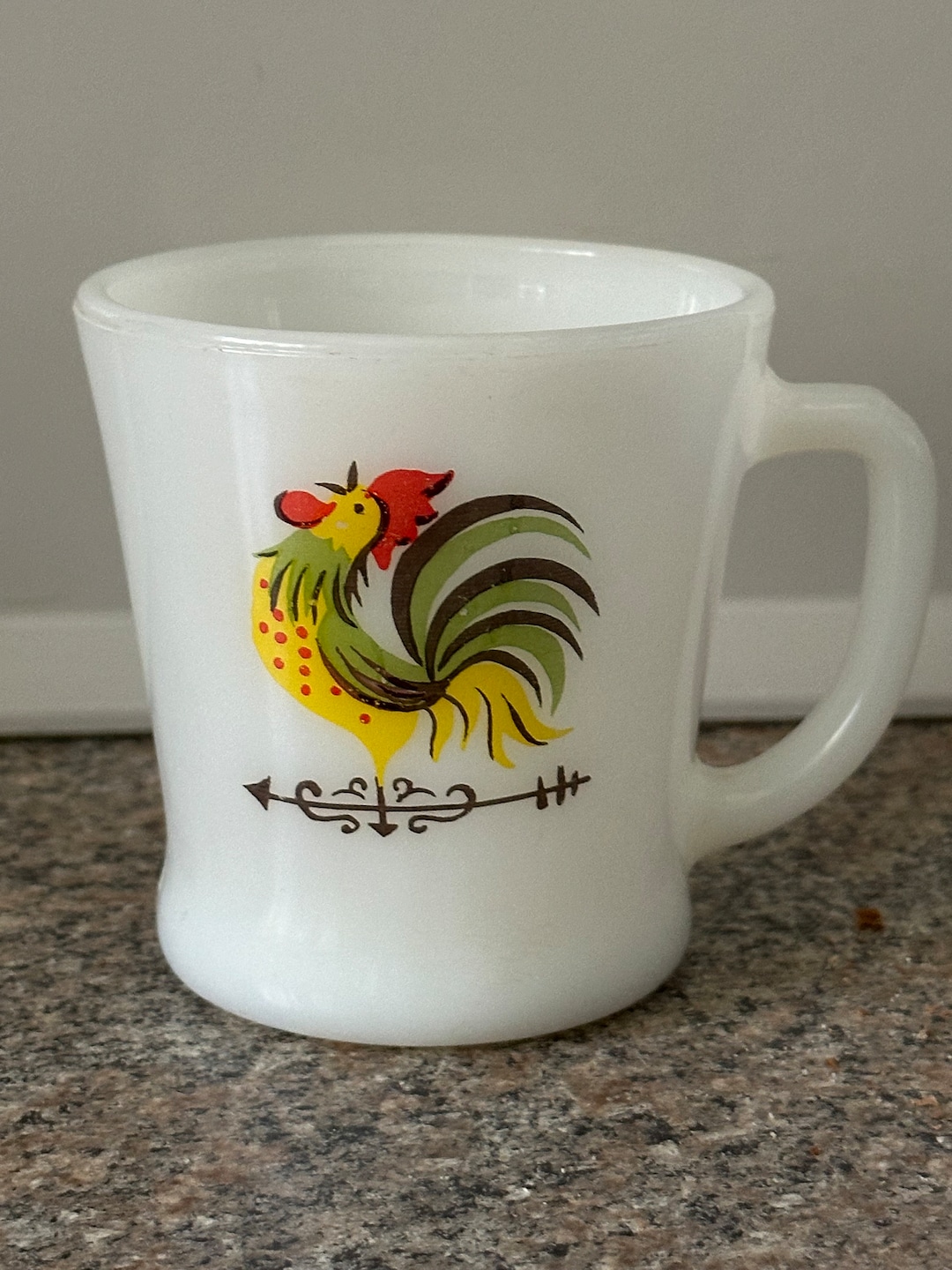 Anchor Hocking Fire King Rooster Milk Glass Mug - Etsy