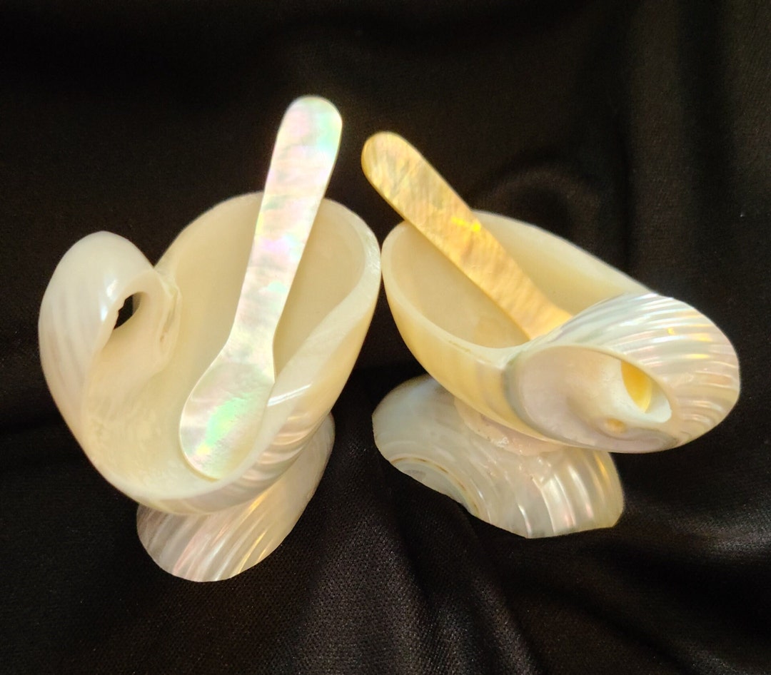 Seashell Salt Sellers With Spoons Set of 2 - Etsy