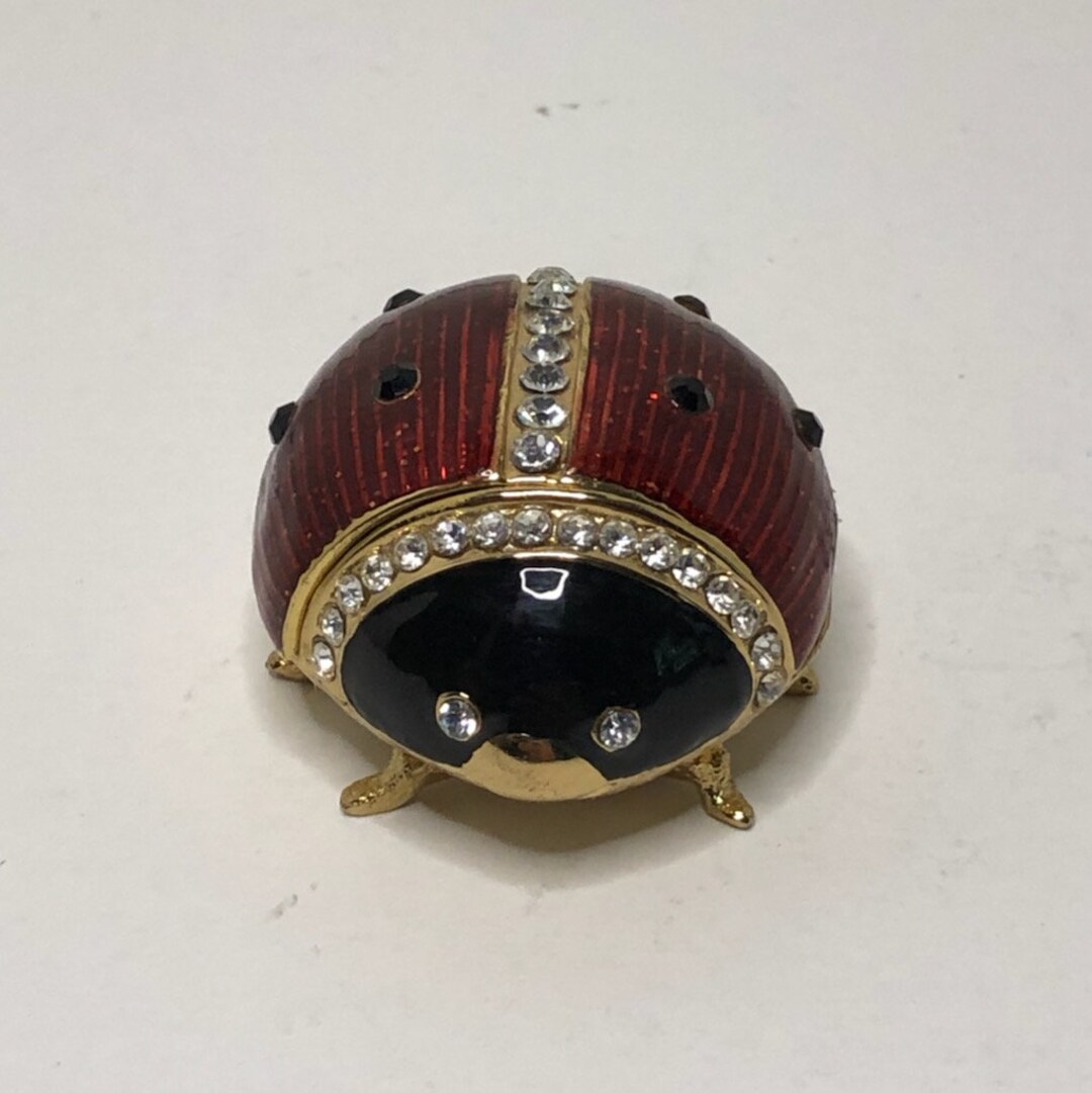 Lady Bug Enamel Metal Trinket Box Rhinestones - Etsy