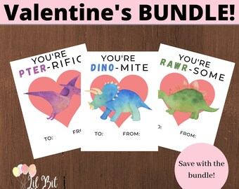 Printable Dinosaur Valentine's Day Cards for Young Kids, Classroom ...
