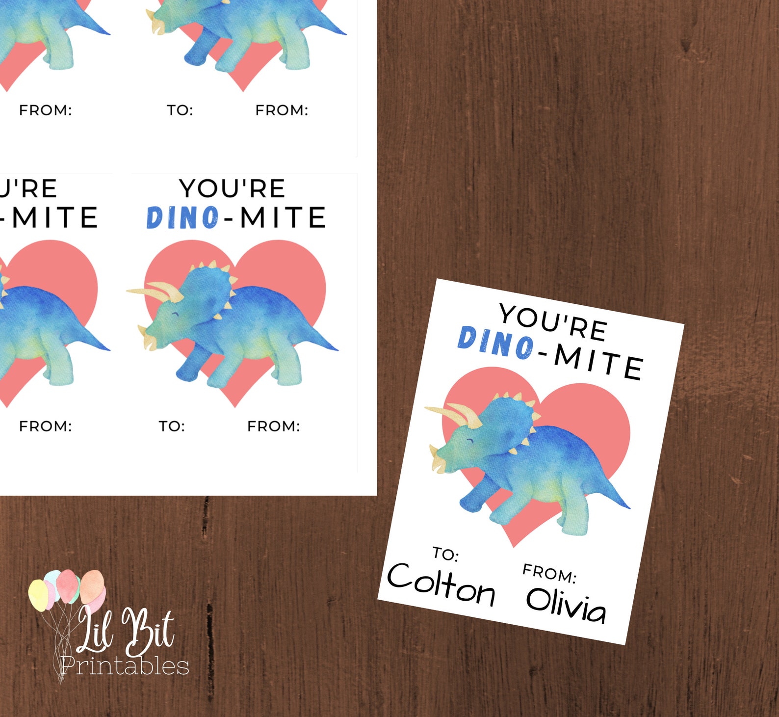 Instant Download Dinosaur Valentine Card Bundle Printable - Etsy