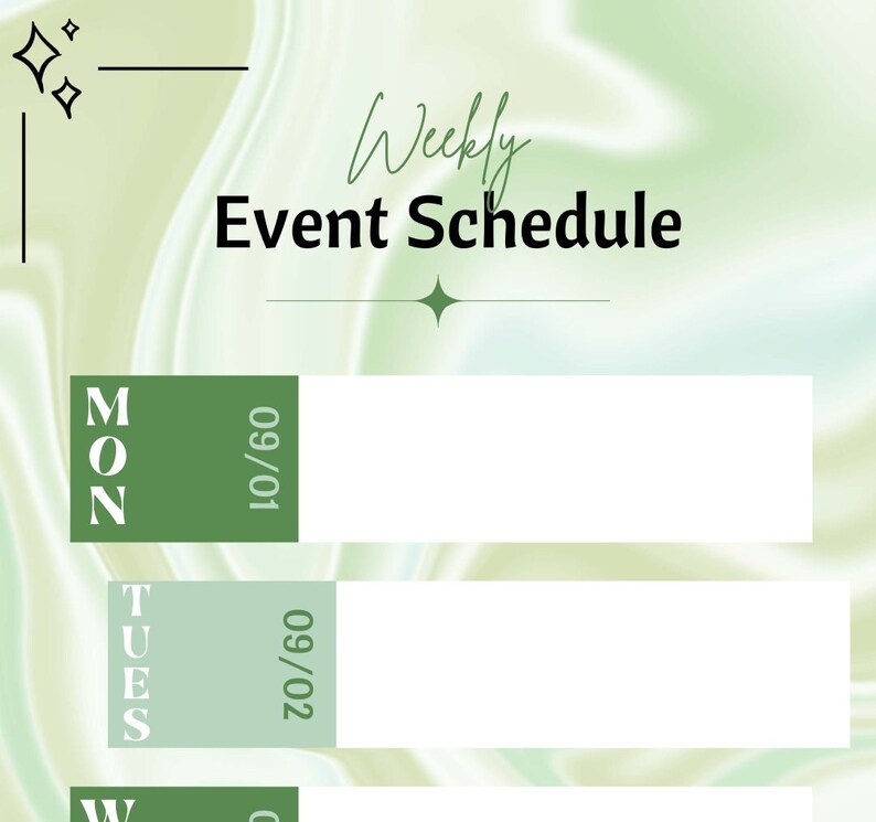 Editable Sage Green Weekly Event Schedule, for IG Posts, IG Stories, or ...