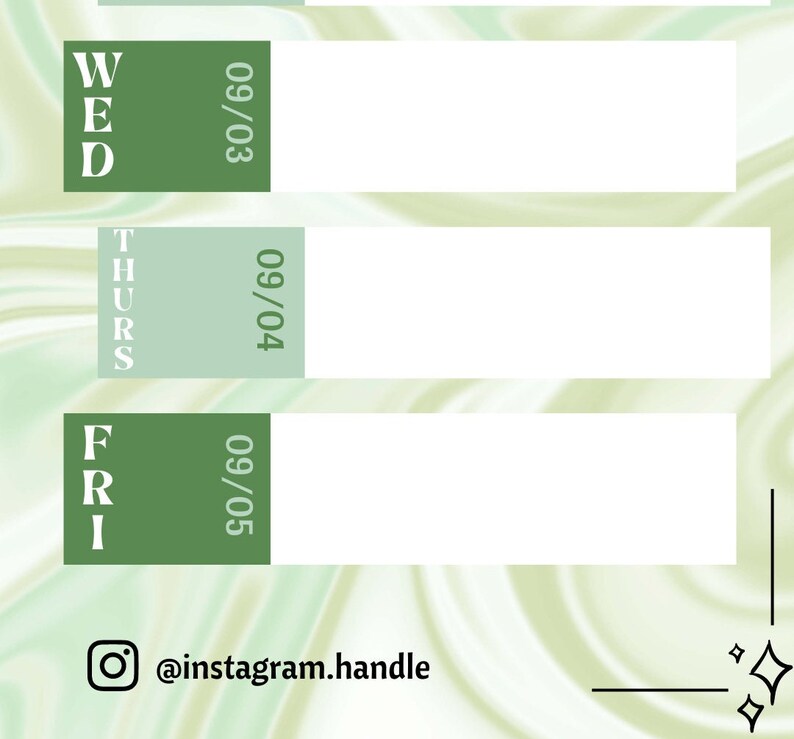 Editable Sage Green Weekly Event Schedule, for IG Posts, IG Stories, or ...