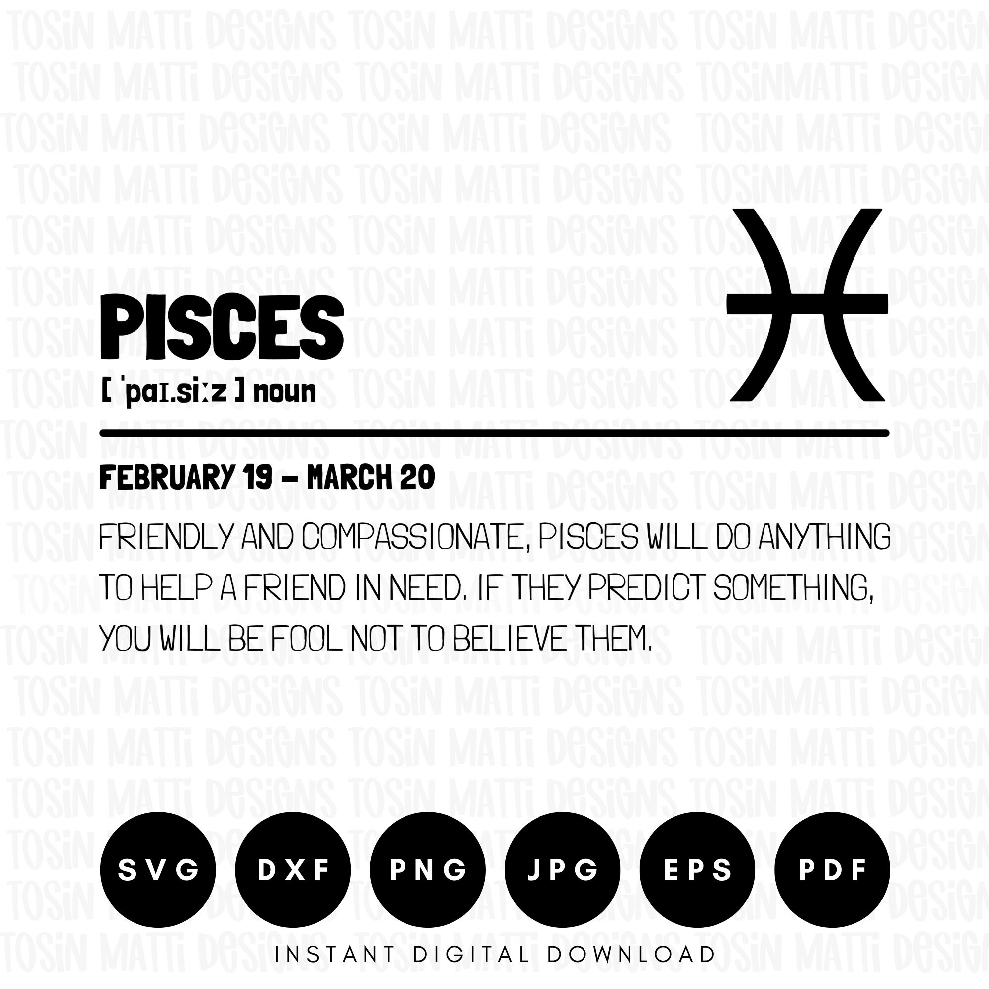 Pisces Definition Svg Zodiac Star Sign Svg Horoscope Svg - Etsy